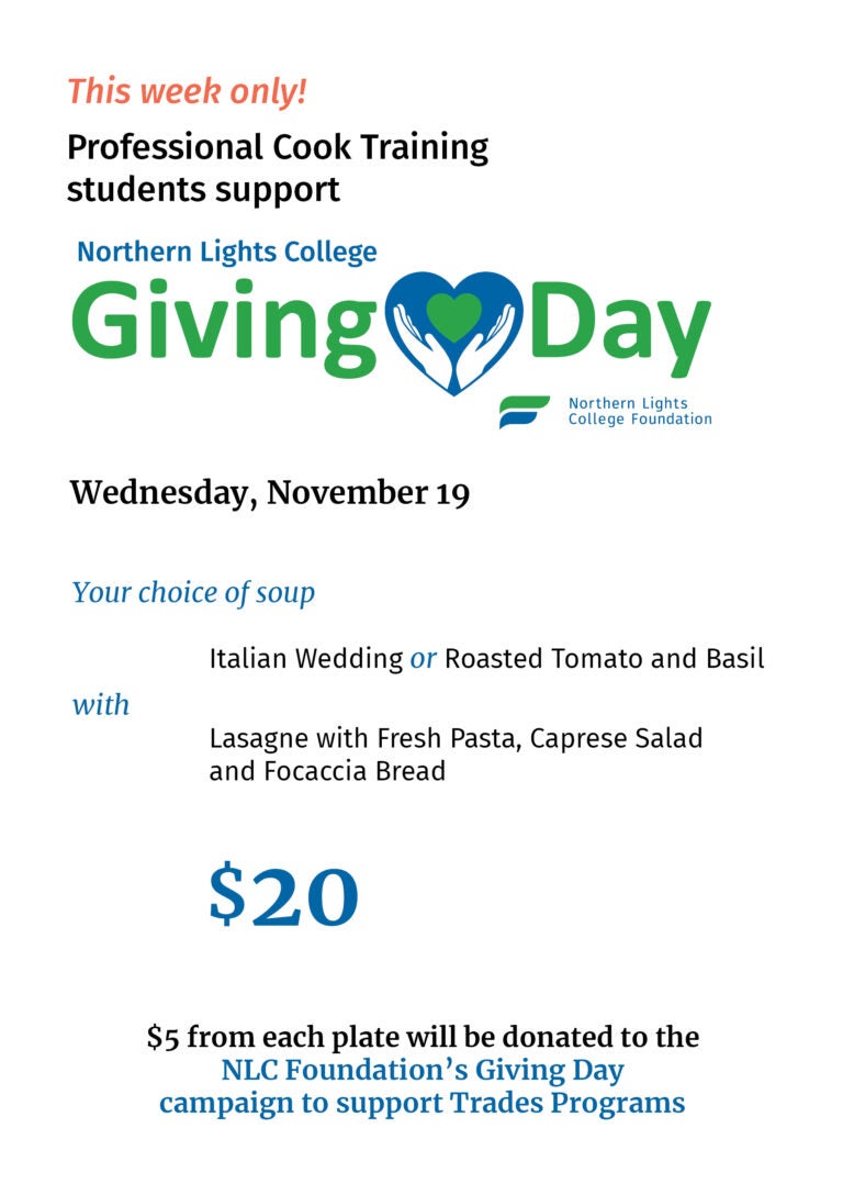 Northern Lights College | Support NLC Foundation with lunch!