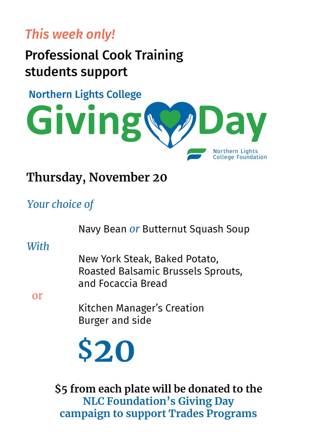 Northern Lights College | Support NLC Foundation with lunch!